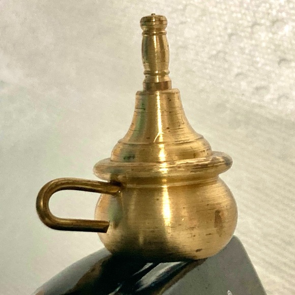 Vintage | Accents | Vintage Miniature Brass Pot Bell In Lid Doll House ...